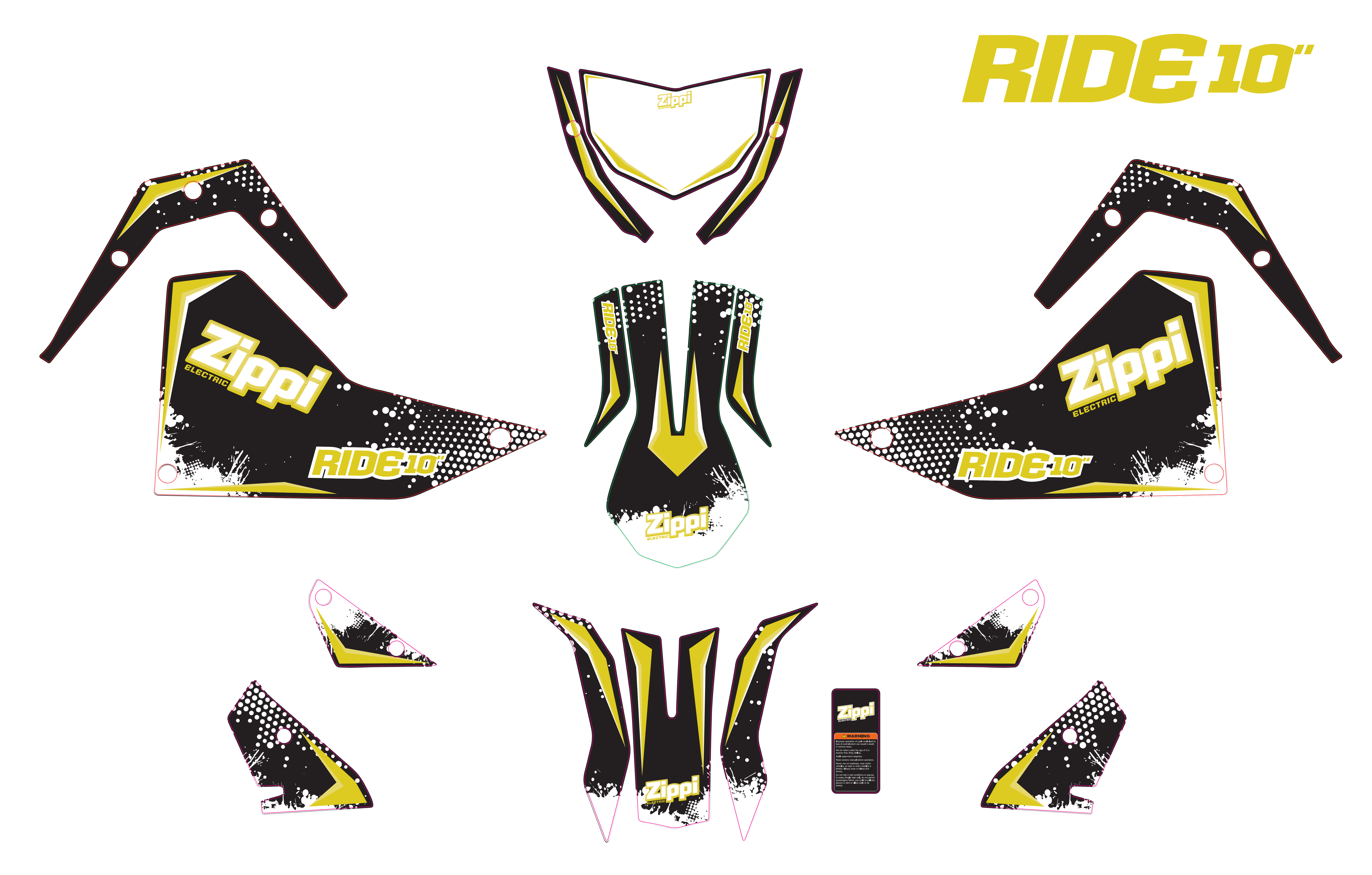 Zippi Ride 10" Sticker Kit - All Colours – Zippi Electric
